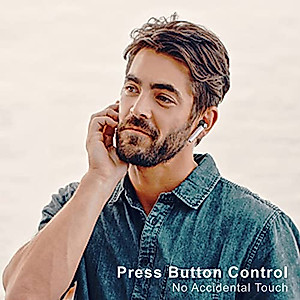 Bluetooth Headphones V5.3 True Wireless Earbuds Press Button Control 48H Earphones Aviation Aluminum Sound Chamber Stereo Headset Long Battery Life with LED Power Display & Built-in Mic for Phone