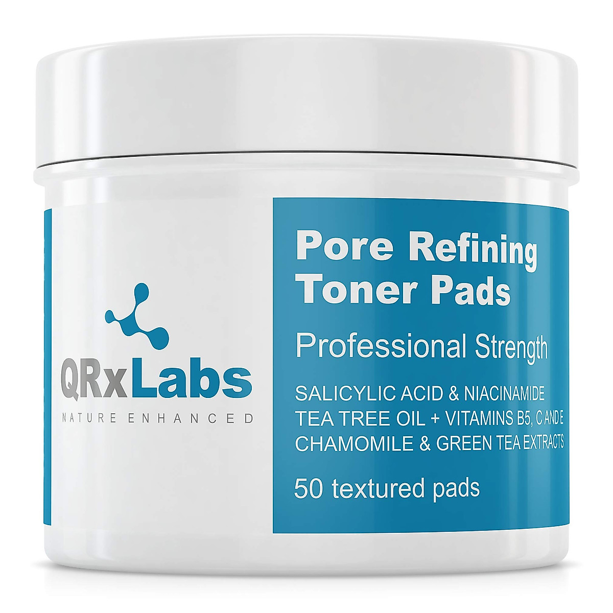Pore Refining Toner Pads with Salicylic Acid and Niacinamide in a Witch Hazel Solution - with Vitamins B5, C & E, Chamomile & Green Tea - Helps Reduce The Look of Enlarged Pores