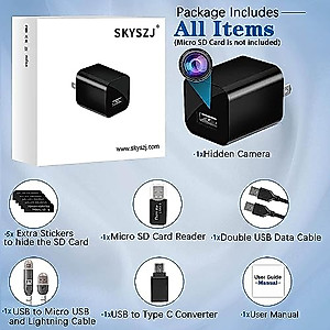 HD 1080P Hidden Spy Camera Charger - USB Nanny Cam with Motion Sensor - Secret Surveillance Camera - Mini Security Cam for Home, Office, Pets - No Wi-Fi Needed, Supports SD Card, Portable Design