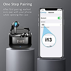 Wireless Earbud, Bluetooth 5.3 Headphones Bluetooth Earbud, Deep Bass Wireless Earphones in Ear Noise Cancelling Ear Buds 40H Dual Mic Call, USB-C LED Display IP7 Waterproof Headset for Sport-2022 New