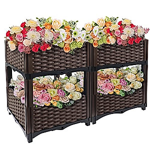 Elevated Garden Raised Beds Planter Kits for Flower Vegetable Grow Pots，Flowers Growing Box Container with Legs (Pack of 4)