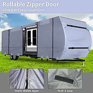 Weize Travel Trailer RV Cover - 5 Layers 300D Oxford Camper Cover，Suitable for 24'1''-26' Motorhomes, with Tire Cover，Waterproof Protection and Anti-UV