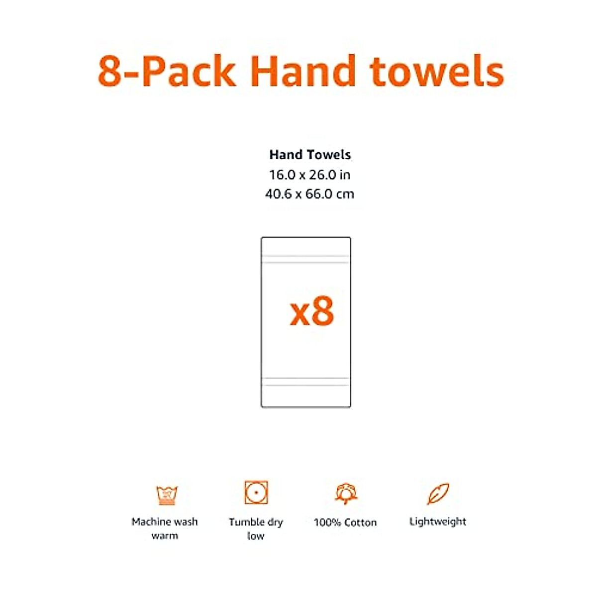 Amazon Basics Cosmetic Friendly Hand Towel - 8-Pack, Scenic Snow