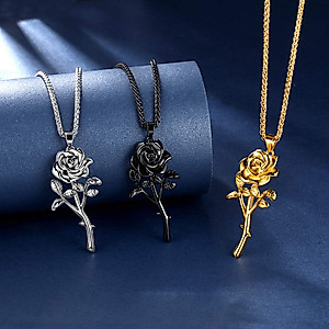 beautlace Rose Necklaces Black Gun Plated Flower Pendant Elegant Jewelry Gifts for Women KP0072K