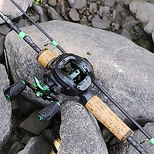 Sougayilang Fishing Rod Reel Combo, Fast Action 2 Pieces Fishing Pole with Baitcasting Reel-1.8M with BS Reel- Right Handed- Green