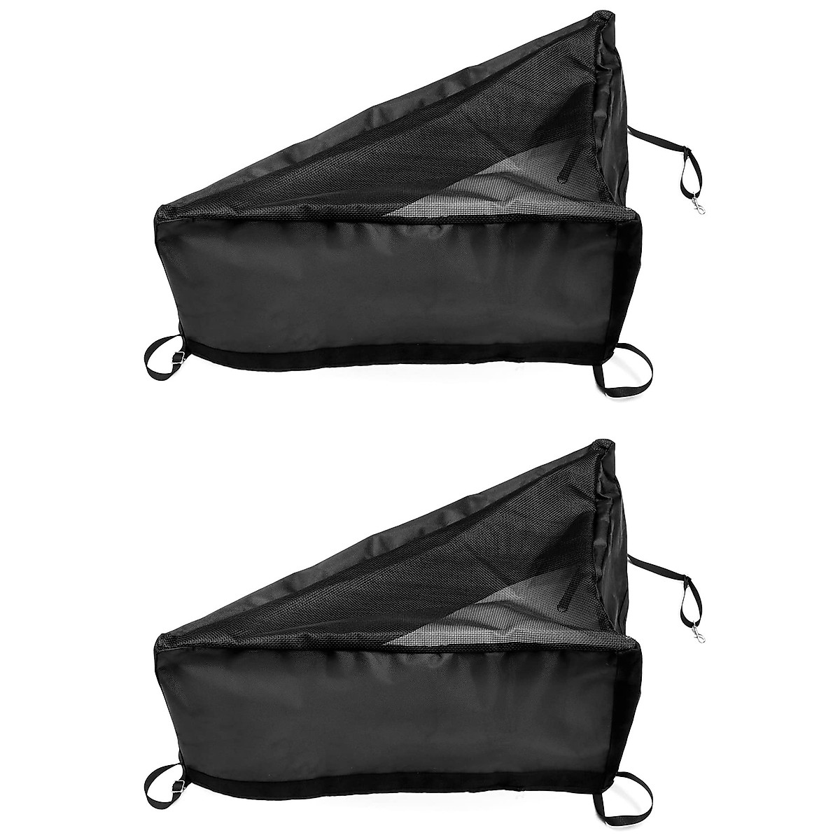 QWORK Corner Hay Feeder Bags, 2 Pack Large Capacity Hay Bag for Horse, Reduces Waste, with Mesh Bottom and Snap Closure, for Horse Trailer Stalls, Black