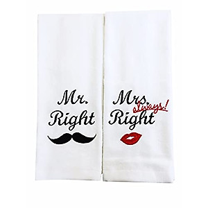 Unik Occasions Mr Right & Mrs Always Right Kitchen Towels - Set of 2