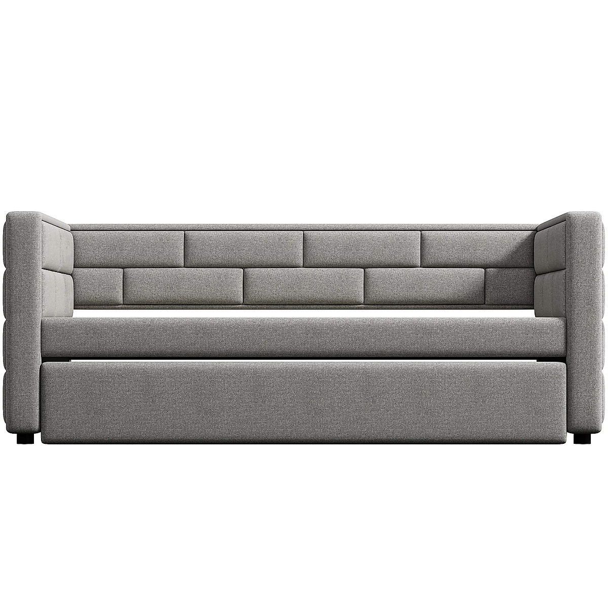 YuiHome Twin Upholstered Daybed with Trundle, Wooden Daybed Sofa Bed Frame with Padded Back, Twin Captain’s Bed for Living Room Bedroom,Gray