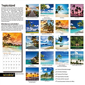 2024 2025 Wall Calendar, July 2024 - December 2025, Wall Calendar Beaches Island, 12" x 24" Opened,Full Page Months Thick & Sturdy Paper for Gift Perfect Calendar Organizing & Planning