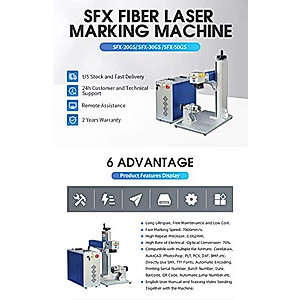 US Stock 50W JPT Fiber Laser Engraver Machine Fiber Laser Marking Machine Engraving Machine 175×175mm Lens with Rotary Axis Compitable with Lightburn
