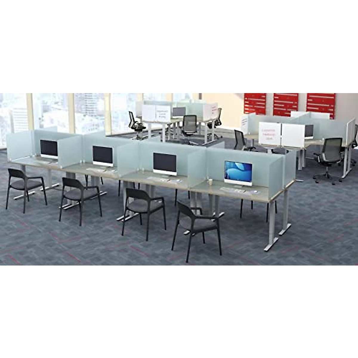 tonchean 4PCS Desk Dividers Office Partitions, Privacy Desk Panel Protective Sneeze Guard, Frosted Acrylic Plexiglass Shield with Clamps for Offices Schools Call Centers - 23.6”L X15.8”W