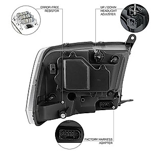 HH Building 2pcs Headlight Projector Front Left Right Driver Passenger Side Clear Lens Black Housing Drl HD-JH-DR13-LED-BK CH2502244 68324941AB