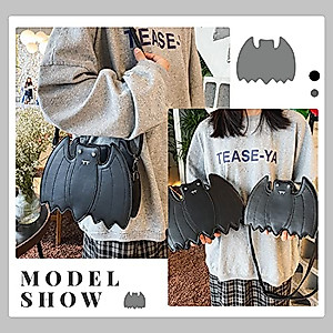 KUANG! Novelty Bat Little Devil Shaped Tote Shoulder Bag Kids Purse Halloween Fashion Dark Punk Style Handbags for Party