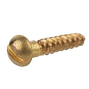 #3 x 3/8" Solid Brass Round Head Slott Drive Wood Screws - Pack of 25 - Self Tapping Screws for Wood - RH8-B (25)