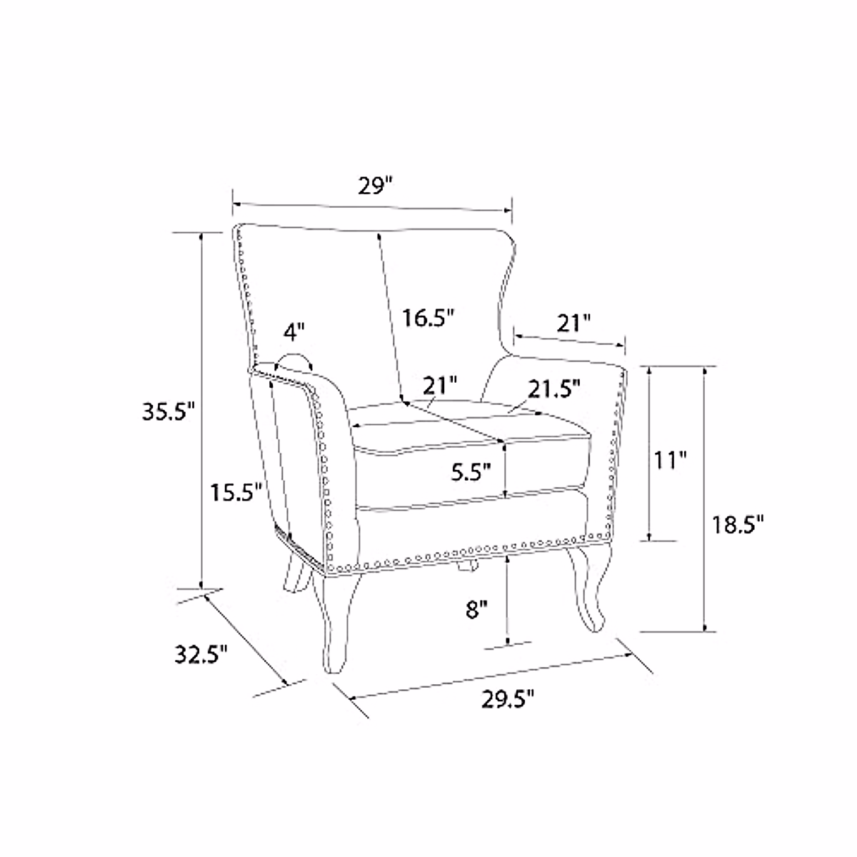 Dorel Living Reva Accent Chair, Blue