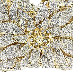 Boutique De FGG Elegant Flower Clutch Evening Bags for Women Wedding Party Crystal Purse and Handbags (Small,Gold&Silver)