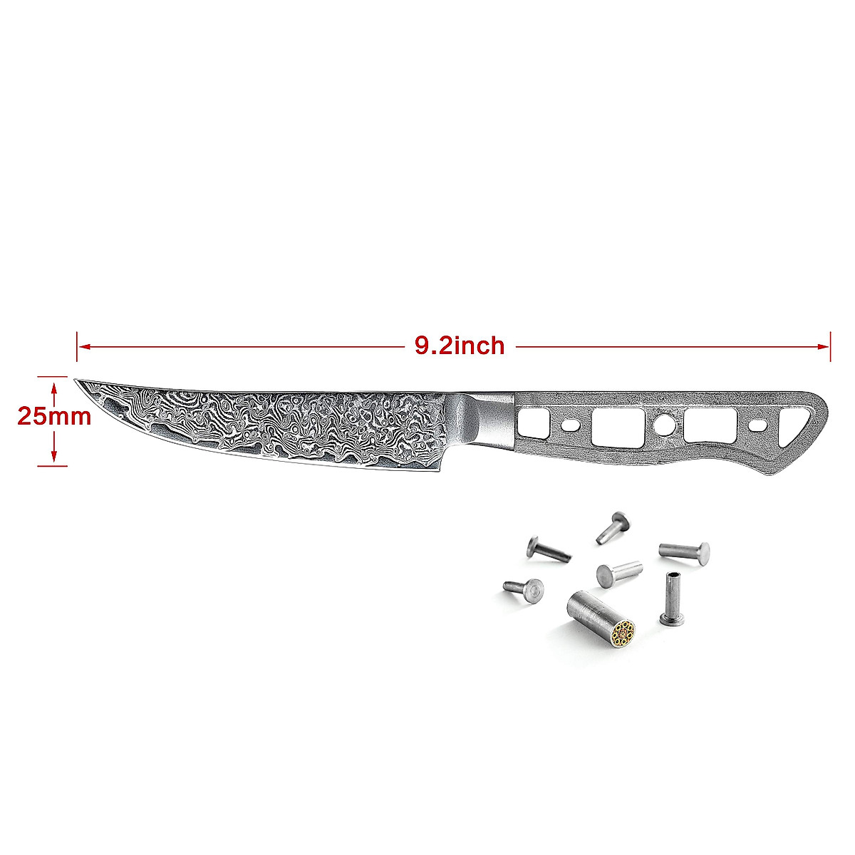 KATSURA Woodworking Project Kit – Steak Knife Blank – 4.5 Inch – Non-Serrated Blade – Japanese Premium AUS 10, 67 Layers Damascus Steel – NO LOGO