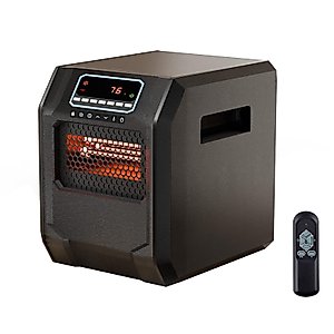 750W/1500W Electric Infrared Quartz Heater w/Remote Control, 4-Element Space Heater with Temperature Control, Timer, Overheat Shut Off Protection, 3 Heat Settings For Home Office Indoor, ETL