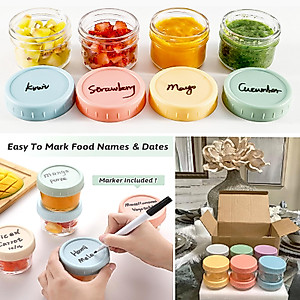 6Pack2.7oz Glass Salad Dressing Container To Go,Small Glass Containers With Lids,Reusable and Leakproof Dipping Sauce Cups Set,Salad Dressing Container Lunch Box Work Trip,With brush,Liquid Chalk Pen