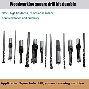 SaferCCTV Square Hole Drill Bit, Steel Woodworking Mortiser Hardness Sharp Durable Mortising Chisel Set 1/2-Inch, 1/4-Inch, 3/4inch, 3/8-Inch, 5/8-Inch, 5/16-Inch, 9/16-Inch -7pcs
