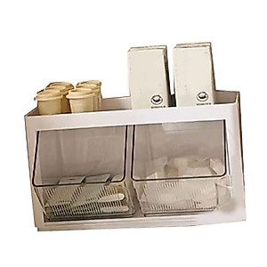 Tea Bag Storage Rack, Multifunctional Space Saving Compact Wall Mounted Coffee Capsule Holder for Office Pantry (Cream White)