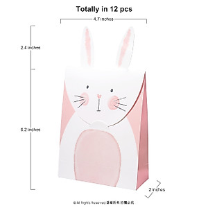 Cheerland Pink Bunny Gift Bags for Easter Rabbit Garden Tea Candy Sweets Goodie Bag Party Favors Decorations Supplies