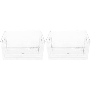 Cabilock Home Decor Large Storage Bins 2 PCS Desktop Storage Basket magazine storage rack Magazine Holder tabletop Basket Shelf Plastic Magazine Basket Stacking Storage Bins Office Decor