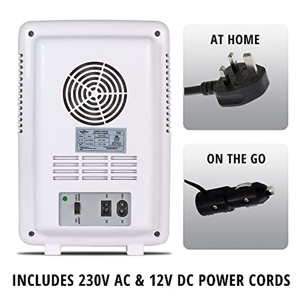 Koolatron Cosmetics Fridge w/Lighted Makeup Mirror, 6L Portable Skincare Refrigerator w/LED Ring Light, 12 Volt DC and 110 Volt AC Cords, Beauty Serum, Face Mask, Home, Travel, Hotel, Dorm, Office