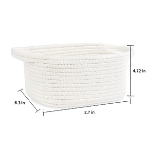 ABenkle Small Storage Basket, Mini Baby Basket, Cute Tiny Cotton Rope Woven Easter Basket,Shelf Basket, Boho Decorative Toy Dog Cat Basket for Nursery, Kids Room, Spa, Empty Gift Basket - XS, White