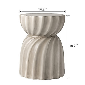 SUNBURY Concrete Side Table, Outdoor Side Table for Patio, 14" Outdoor Accent Table Patio Side Table End Table in Light Gray, Ceramic Side Table Garden Stool Log Table