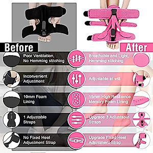 2 Pack Plantar Fasciitis Night Splint, Upgrade 3 Adjustable Straps Plantar Fasciitis Relief Night Splint for Women & Men, Relief Brace for Plantar Fasciitis Relief, Achilles Tendonitis and Foot Drop (Black/Blue/Purple/Pink)