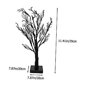 OSALADI 1pc Halloween Ghost Lights LED Decor Home Decoration Black Table Lamp Spooky Tree Glittered Creepy Table Lamp Birch Tree Battery Operated Stimulative Halloween Lights Night Light