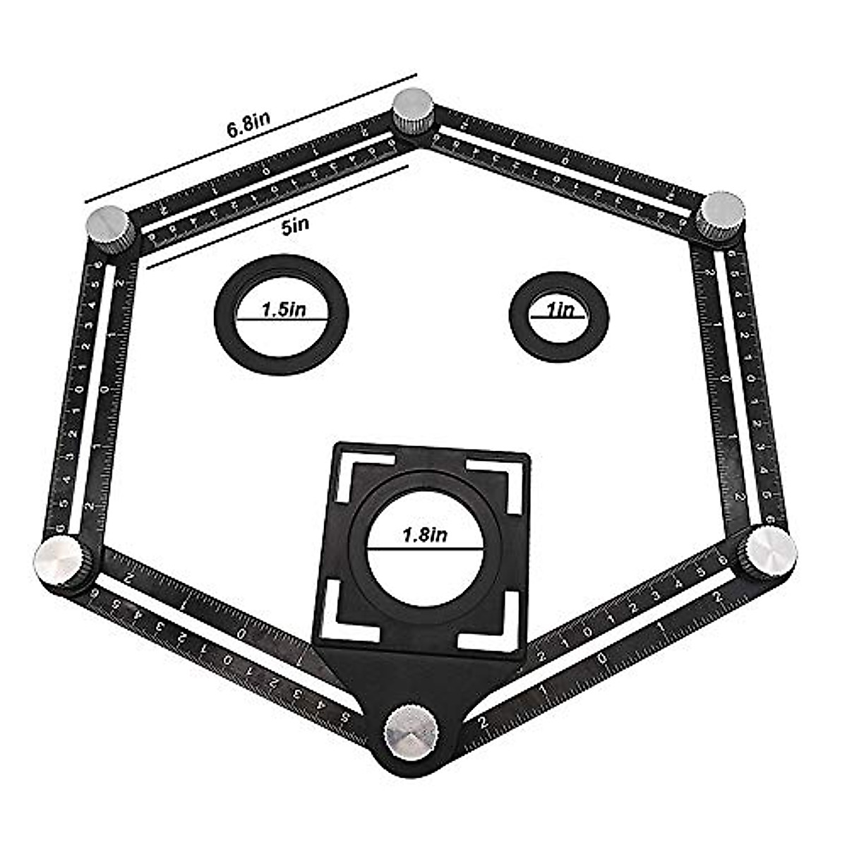 Six-Sided Aluminum Alloy Angle Measuring Tool, Angle Ruler Template Template Tool Full Metal Measuring Rules Layout Tool for Handymen Builders DIY Carpenters Craftsmen