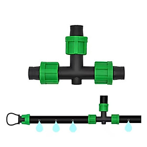 (10-Pack) Drip Irrigation 3-Way Tee 1/2" Universal Perma Connector Barbed Locking Fitting For Drip Tubing - Fits All Brands 16-17mm Drip Tape AG Tubing (10, Tee)