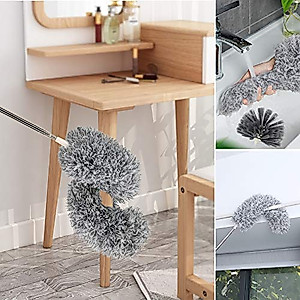 Abealv Telescoping Microfiber Duster Extendable Cobweb Duster, High Ceiling Stainless Steel Long Dusters，Scratch-Resistant Bendable Duster, 100 inches Extension Pole Cleaning Tools (Dark Gray)