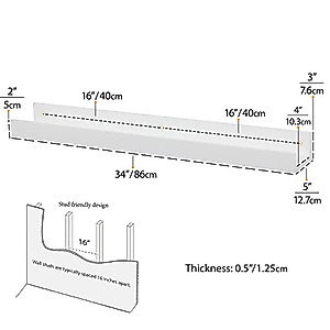 Wallniture Denver 34" White Wall Bookshelf for Kids' Room, Wall Shelves for Nursery Decor, Floating Shelves for Wall Decor