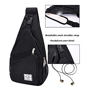 19.6" Large Sling Bag for Men Crossbody Shoulder Chest Bags Nylon for Travel Gym Sport Hiking with USB Charger Port