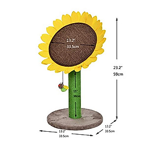Catry Cat Tree – Nature Looking of Cat beds and Furniture All-in-1, Allure Cats Love to Lounge in and Lazily Recline While Playing with Cute Bees Toys and Scratching Post, Adjustable Sunflower