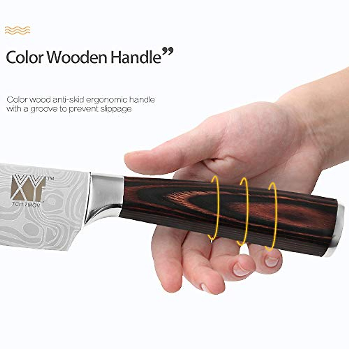 Japanese Kitchen Knife Set with Knife Covers Bread Eviscerate Sliced Fruit Utility Santoku Damascus Pattern Cooking Knife