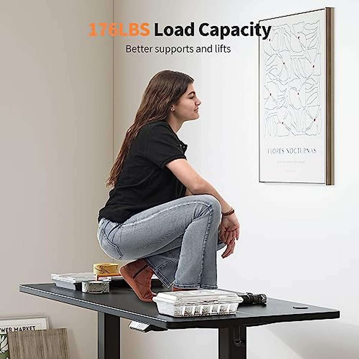 BANTI 63'' Electric Standing Desk,Adjustable Height Stand Up Desk,Sit Stand Home Office Desk, Black Top