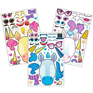 JOYIN 36PCS 9.8"x6.7" Make a face Stickers for Kids, Make Your Own Unicorn Stickers, Party Favors Kids Crafts, Goodie Bags Stuffers for Kids, Classroom Rewards