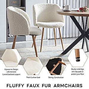 Homedot 5 Pieces Dining Table Set for 4, Home Kitchen Round Dining Table with Thick Tabletop and 4 Upholstered Arm Chairs, Faux Wood Round Table with Comfy Accent Chair for Living Room,Restaurant