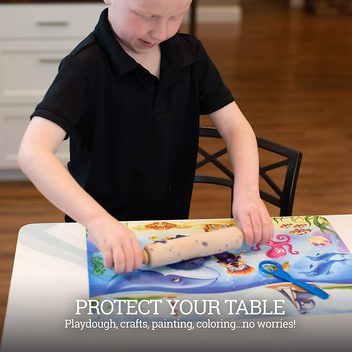 Klean Kids [2 Pack] Silicone Placemat for Toddlers (Sealife and Farm) - Non Slip 2-Pack with Travel Bag - Sealife/Farm - Alternative to Suction Plates for Babies - Essential Baby Feeding