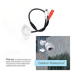 Tonton High Sensitive Weatherproof Preamp Microphone Audio Pickup Device Sound Voice Pickup Kit with 60 Feet Cable and Power Supply for CCTV Surveillance Camera System