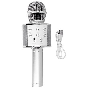 WS-858 Bluetooth Karaoke Microphone Recording 3-in-1 Handheld Portable Mic Speaker Machine Music Player Recorder for Karaoke Party Wedding Meeting