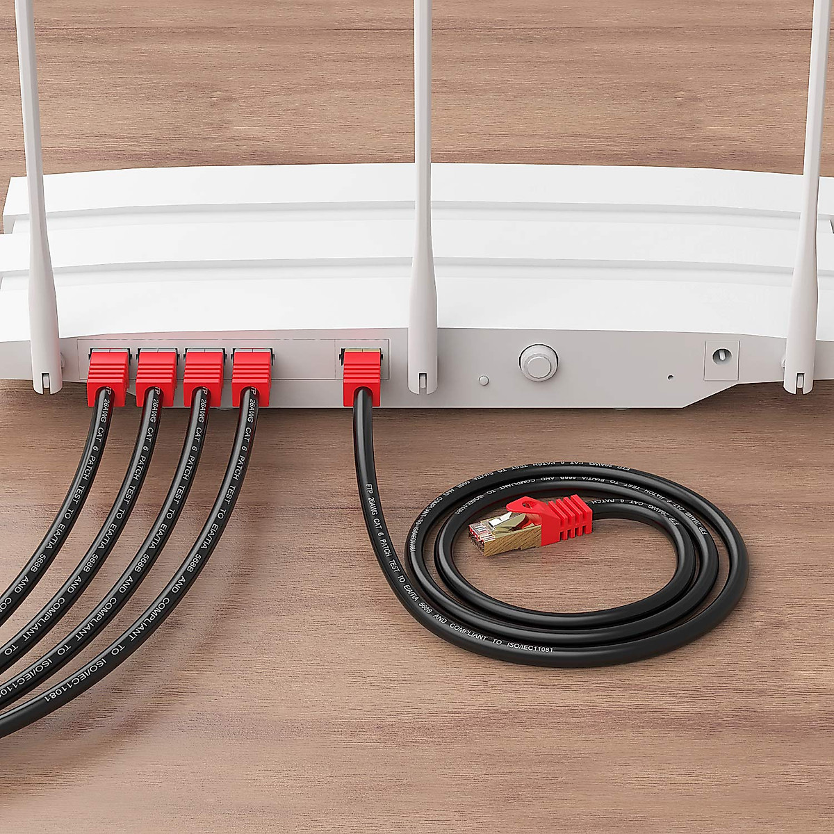 XXONE Outdoor Cat 6 Ethernet Cable 15ft, 26AWG Heavy-Duty Cat6 Networking Cord Patch Cable RJ45 LAN Wire Cable FTP Waterproof Direct Burial