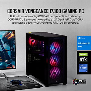 Corsair Vengeance i7300 Series Gaming PC (Liquid Cooled Intel® Core™ i7 12700K CPU, NVIDIA® GeForce RTX™ 3070 Graphics, 16GB Vengeance RGB PRO DDR4 Memory, 1TB M.2 NVMe SSD) Black