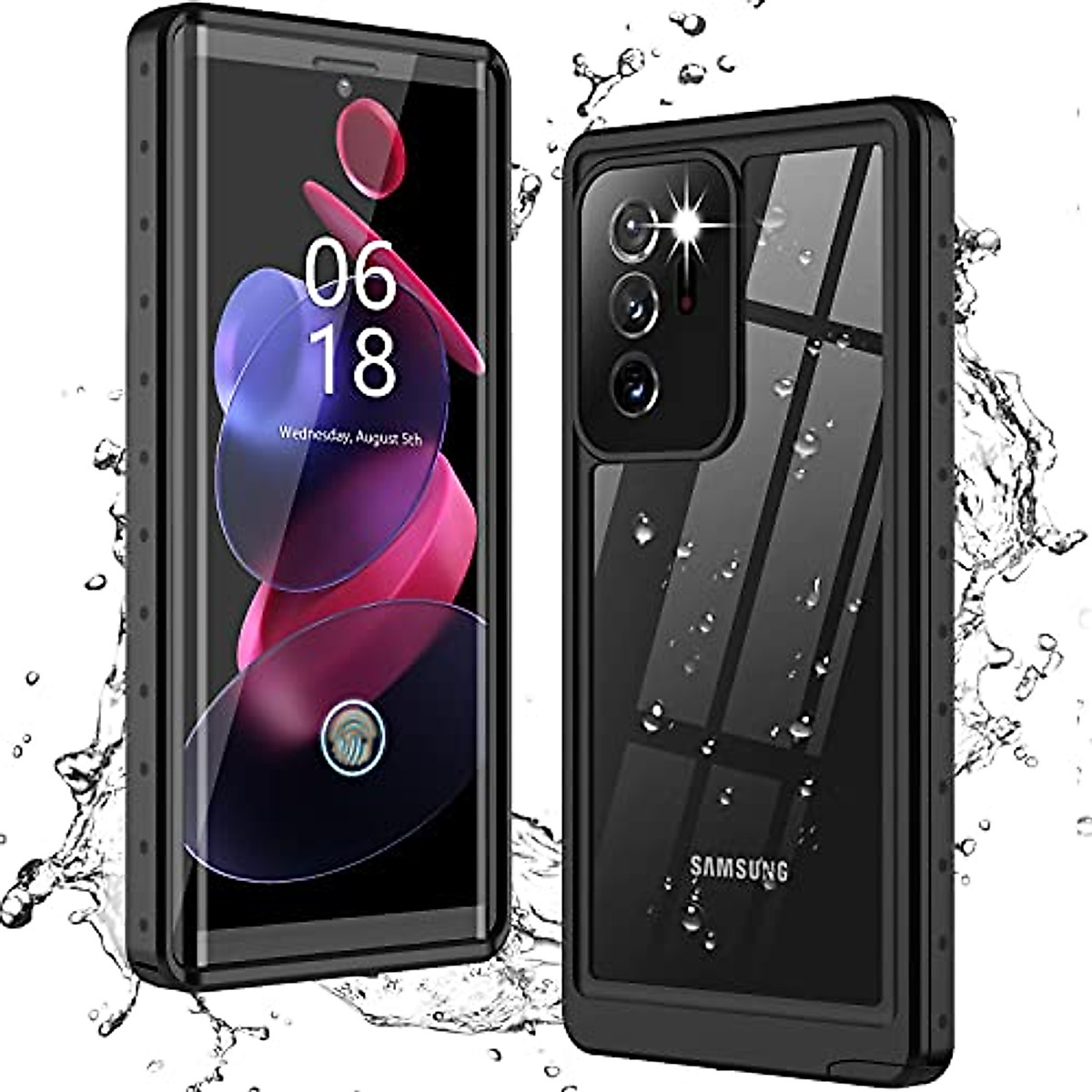 ANTSHARE for Samsung Galaxy Note 20 Ultra Case Waterproof,Built in Screen Protector Full-Body Protection Heavy Duty Shock-Proof Cover Waterproof Case for Galaxy Note 20 Ultra 6.9 inch 5G Black/Clear