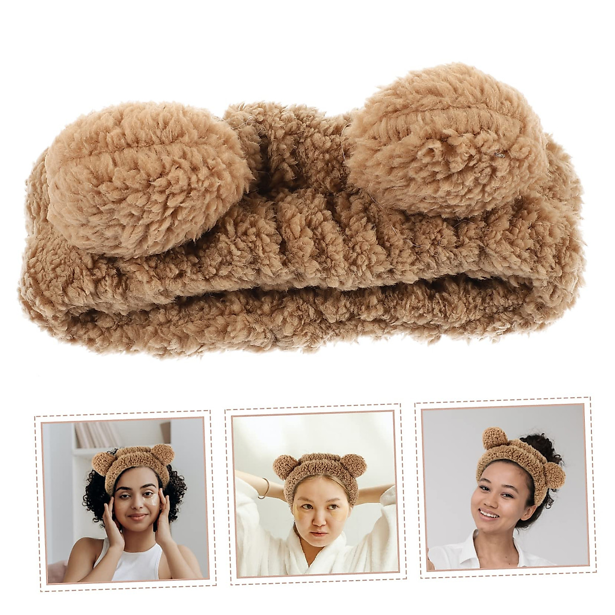 DRESSOOS Adorable Bear Ears Headband for Washing Face Cute Cartoon Makeup Headband for Women and Girls Soft Elastic Hairband for Skincare and Spa Routine