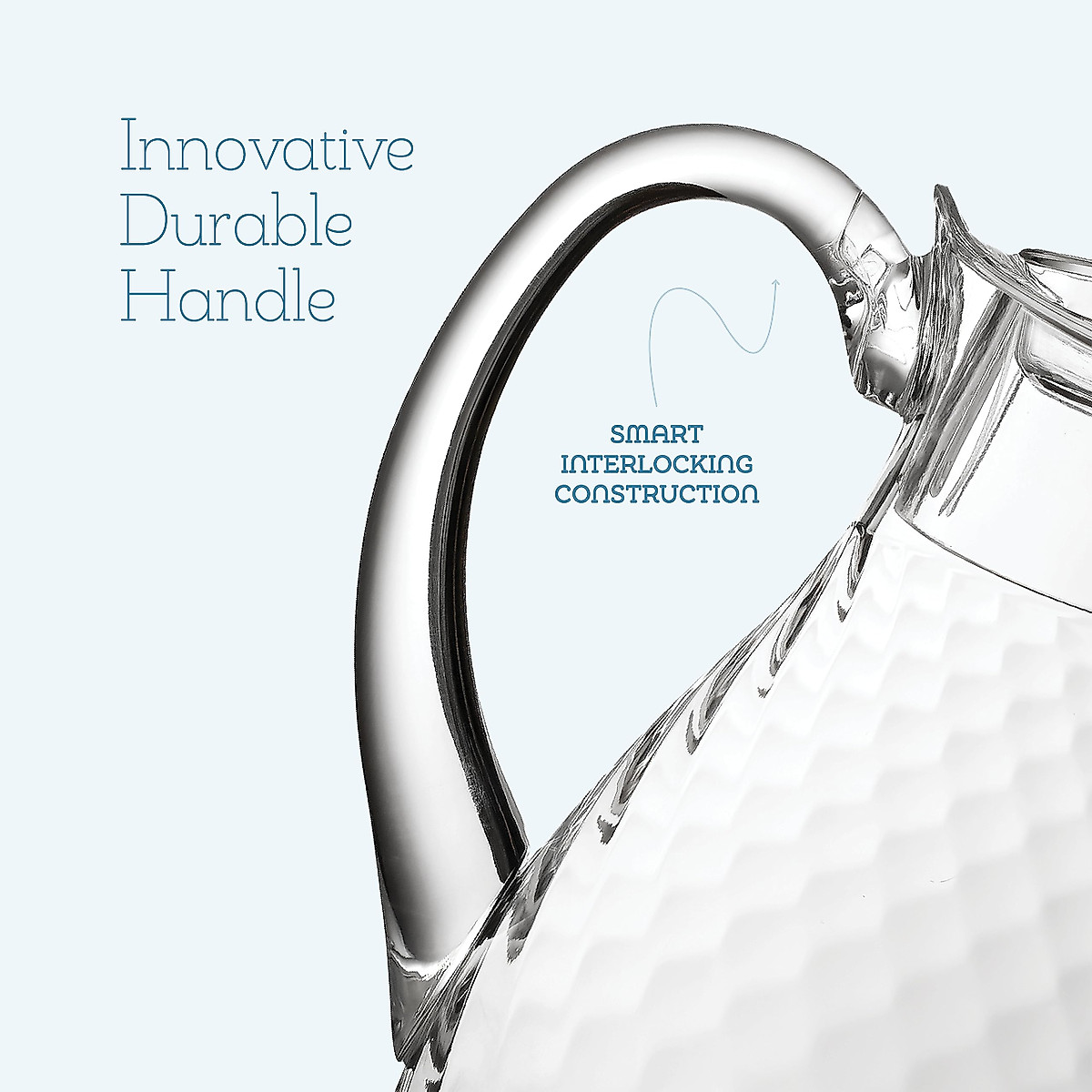 MosJos Acrylic Pitcher (72 oz), Clear Plastic, Water Pitcher with Lid, Shatterproof, BPA-Free Clear Pitcher, Ideal for Sangria, Lemonade, Juice, Iced Tea & More (Clear - Disign)